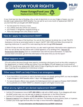 Replacement SNAP benefits for emergencies | Massachusetts Legal Help